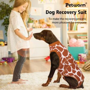 PetWarm Dog Recovery Suit,Recovery Suit for Female Male Dogs,Dog Onesie After Surgey Spay Neuter Bodysuit for Abdominal Wounds Skin Disease,Dog Bodysuit,Dog Onesie,Leopard Pattern,Brown,S