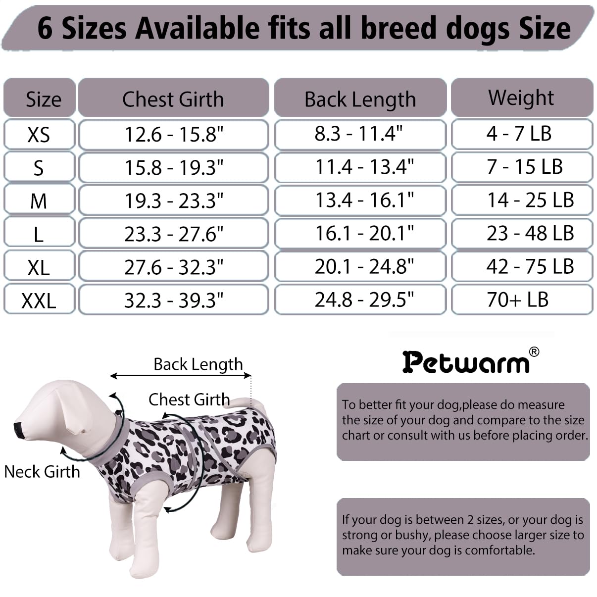 PetWarm Surgery Suit for Dogs Male - Dog Cone Alternative After Surgery - Covers Wounds, Prevents Licking - Fashionable and Protective - Lightweight and Breathable,Leopard Pattern,White,L