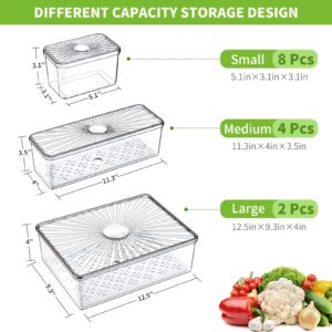 14 Pack Fridge Organizers Bins and Storage, PBA Free Refrigerator Organizer Bins with Lids, Stackable Food Storage Organizer Bins for Kitchen, Countertops, Cabinets, Fridge, Drinks, Fruits, Vegetable