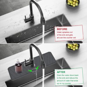 Kitchen Sink Splash Guard,18 Inch Silicone Sink Faucet Drip Tray, Faucet Splash Guard, Splash Guard Behind Faucet for for Bar Prep Sink, Kitchen, Bathroom, Laundry Room, Farmhouse(Black)