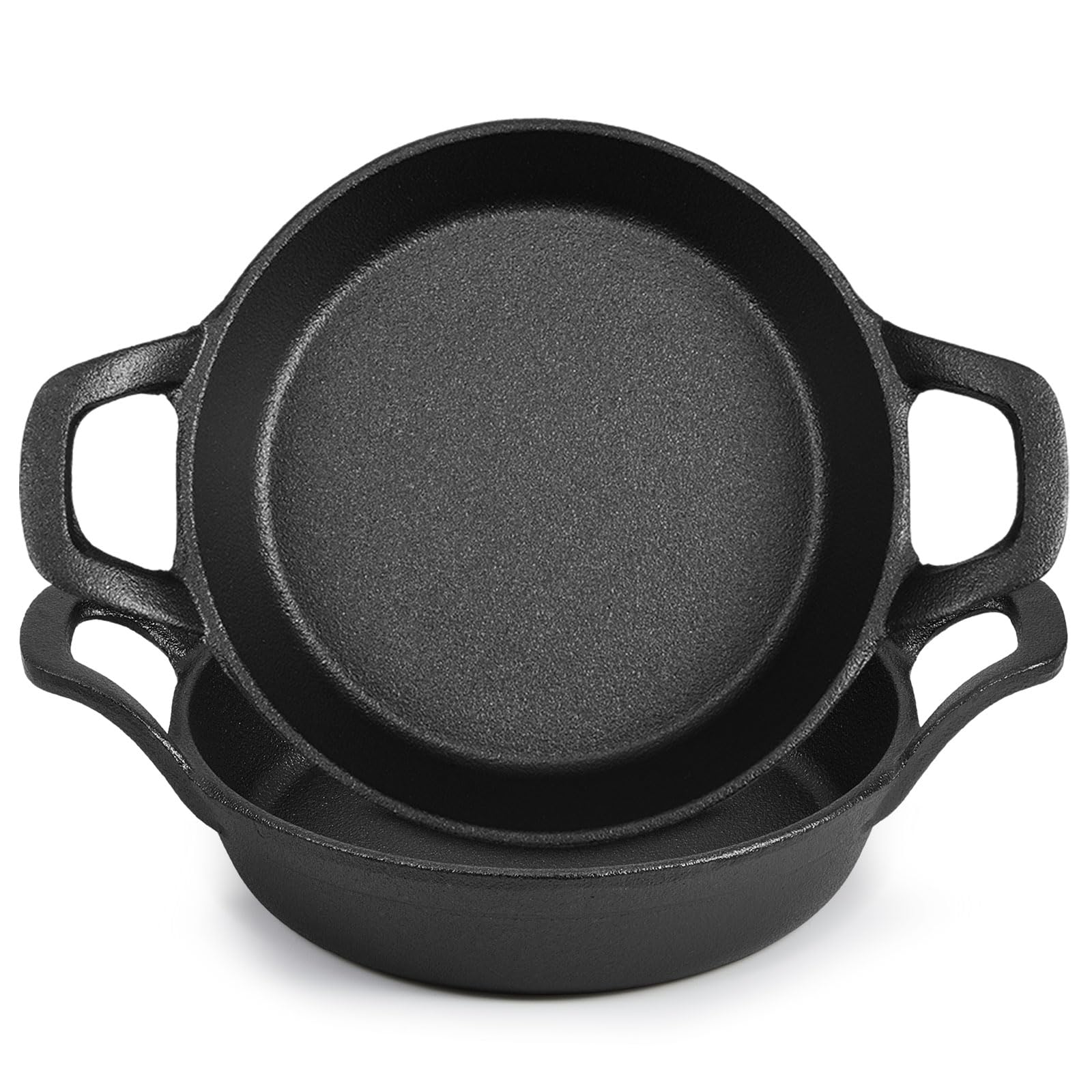 Ziliny Mini Skillets Cast Iron Pan 6.34 x 6.34 x 1.5 Inch Cast Iron Ramekin Set Black Small Casserole Dish Cast Iron Cookware Oven Safe Mini Skillets for Kitchen Indoor Outdoor Picnic(2 Pack)