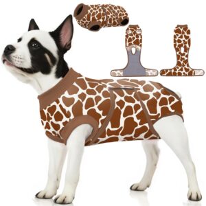 petwarm dog recovery suit,recovery suit for female male dogs,dog onesie after surgey spay neuter bodysuit for abdominal wounds skin disease,dog bodysuit,dog onesie,leopard pattern,brown,s