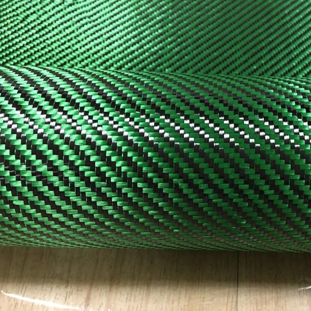 GatherTOOL 100cm*50cm Green Carbon Aramid Fiber Hybrid Fabric Cloth 3K Carbon Fiber Green Aramid Fiber 190gsm 0.2mm Thickness