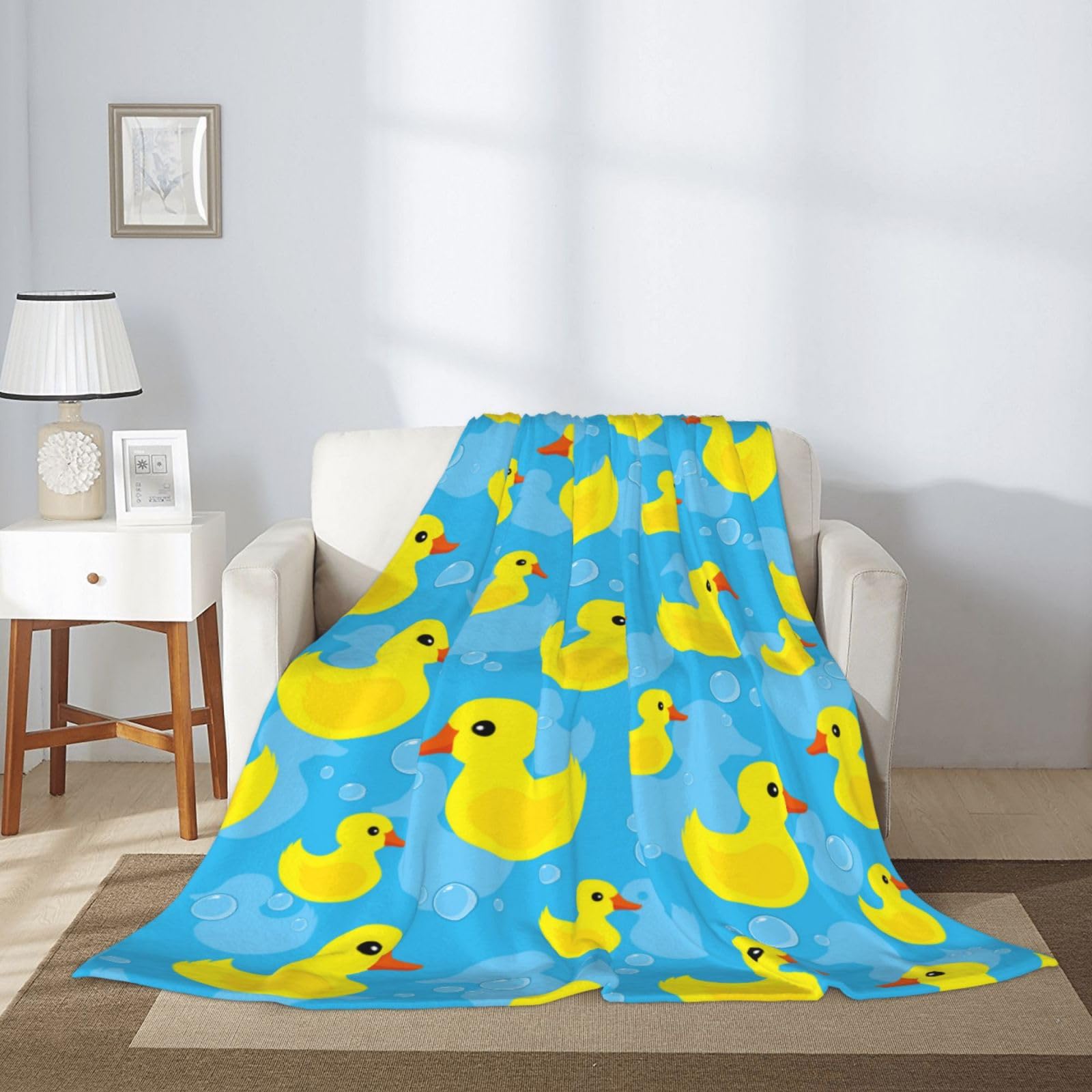 Cute Fun Duck Blanket, Soft Blankets Flannel Bed Throw Cozy Lightweight Plush Gifts for Kids Boys Girls Women Men Sofa Couch Bedroom Living Rooms Warm All Season, Home Decor, 80"x60"