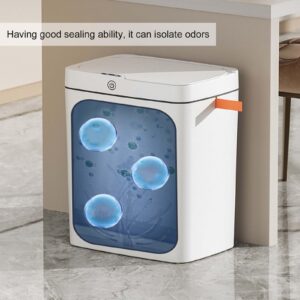 Automatic Trash Can, Smart Plastics Touchless Garbage Can, 4/4.75 Gallon Smart Trash Bin, Self Sealing Motion Sensor Bins for Kitchen, Office, Living Room, Toilet (White,15L)