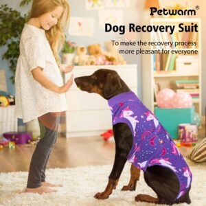 PetWarm Dog Surgery Recovery Suit Male Neuter,Recovery Suit for Dogs,Dog After Surgery Onesie,Post-Spay & Neuter,Prevents Licking–Cotton Protect Dog Abdominal,Unicorn Pattern,Black,XL