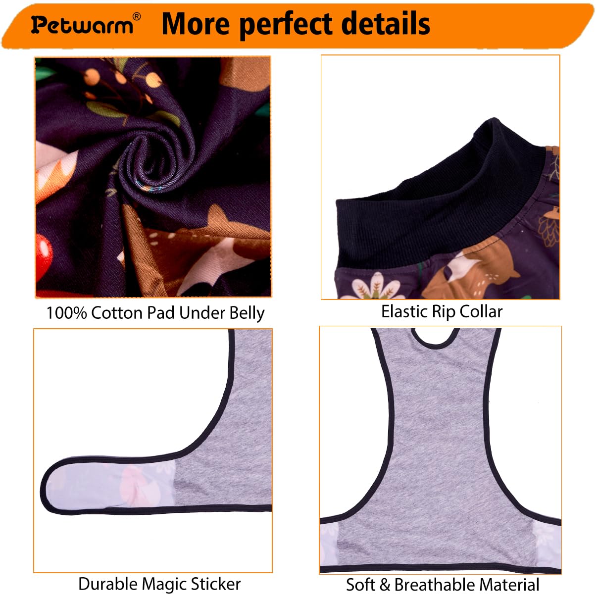 PetWarm Recovery Suit for Male Dogs Neutered,Surgery Suit for Dogs,Professional Pet Recovery Shirt Dog Abdominal Wounds Bandages Female Male Dog Onesie for Spay Neuter,Zoo Pattern,Black Brown,XL