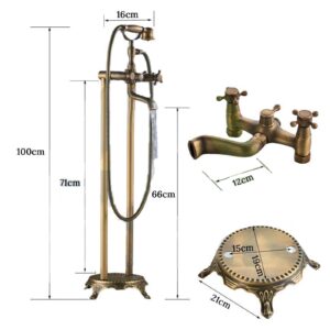 Retro Bathtub Faucet Freestanding Black Bronze Bathtub Faucet with Hand Shower, Brass Bathtub Mixer Floor Mounted Bathtub Faucet Double Handle Bathtub Mixer,Black Bronze a (Color : Black Bronze B)