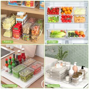 14 Pack Fridge Organizers Bins and Storage, PBA Free Refrigerator Organizer Bins with Lids, Stackable Food Storage Organizer Bins for Kitchen, Countertops, Cabinets, Fridge, Drinks, Fruits, Vegetable