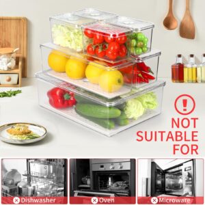 14 Pack Fridge Organizers Bins and Storage, PBA Free Refrigerator Organizer Bins with Lids, Stackable Food Storage Organizer Bins for Kitchen, Countertops, Cabinets, Fridge, Drinks, Fruits, Vegetable