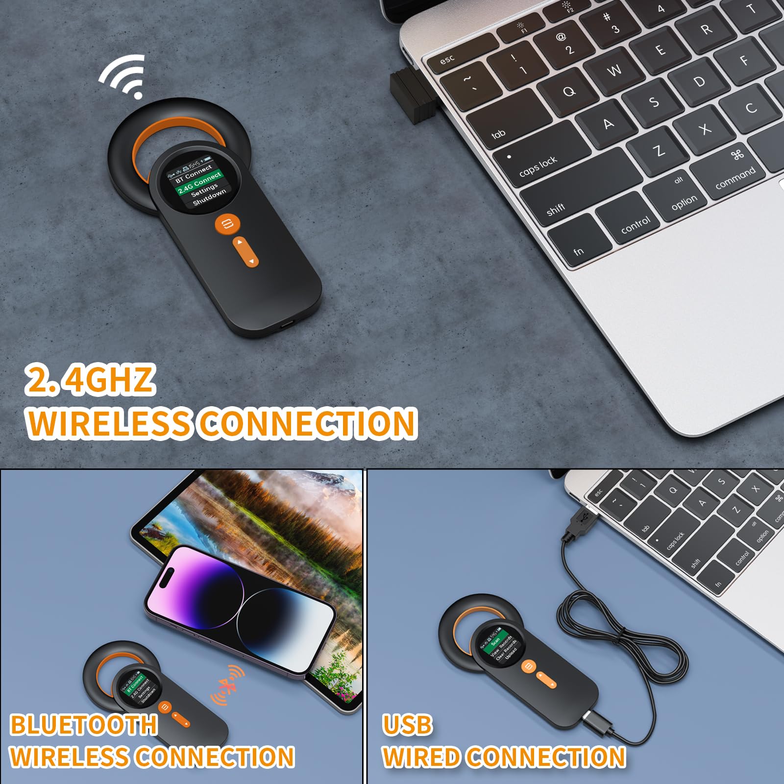 Symcode Animal Microchip Scanner with 1.44IN TFT Display, Bluetooth Wireless Pet Chip Scanner RFID Reader ISO11784/85/FDX-B/EMID 240 Records Data Storage Upload to PC