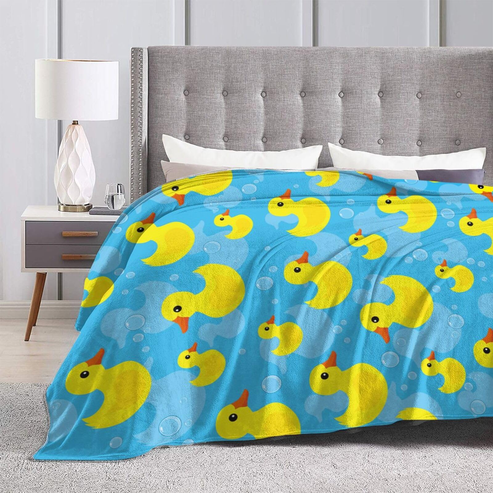 Cute Fun Duck Blanket, Soft Blankets Flannel Bed Throw Cozy Lightweight Plush Gifts for Kids Boys Girls Women Men Sofa Couch Bedroom Living Rooms Warm All Season, Home Decor, 80"x60"