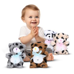 pixiecrush teddy bears stuffed animals bundles - big teddy bear for baby shower - teddy bear for baby soft and durable - handstitched nose and satin bow teddy stuffed - set of 4 - polkadot