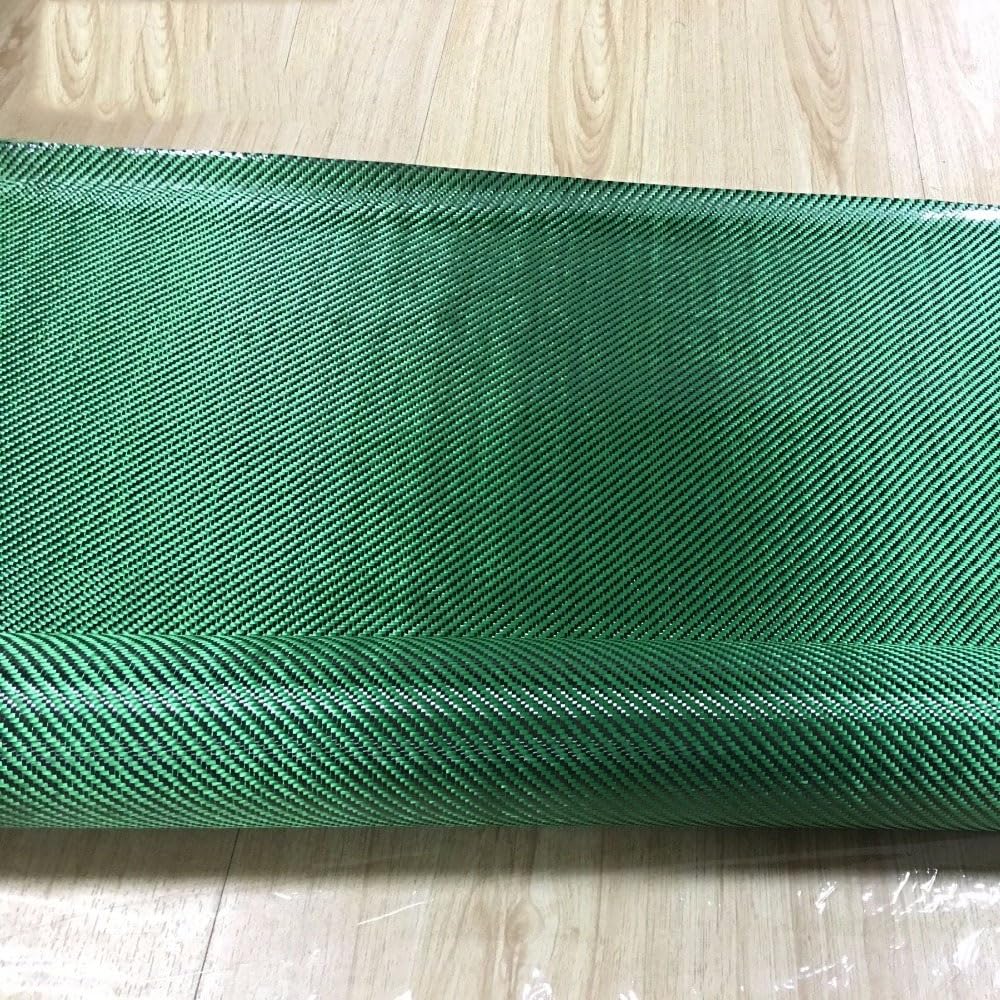 GatherTOOL 100cm*50cm Green Carbon Aramid Fiber Hybrid Fabric Cloth 3K Carbon Fiber Green Aramid Fiber 190gsm 0.2mm Thickness