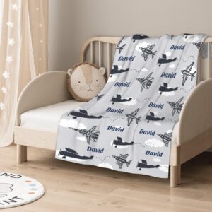 Custom Airplane Baby Blanket Soft Flannel Fuzzy Warm Plush Lightweight Throw for Bed Couch Sofa Camping Good Gift for Kid Boy Girl Teen 30''x 40'' for Pets