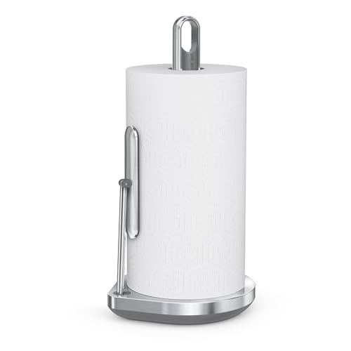 simplehuman Standing Paper Towel Holder with Spray Pump, Brushed Stainless Steel