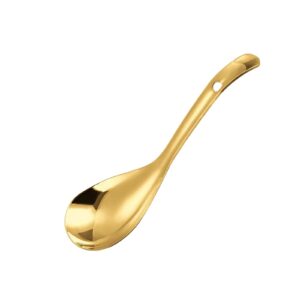 9 inch gold stainless steel rice spoon paddle, metal rice spatula scoop, non-stick rice cooker spoon, soup ladle rice scooper spoons for serving cooking kitchen utensil