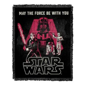 northwest star wars - book of boba fett woven jacquard throw blanket, 46" x 60", be the force