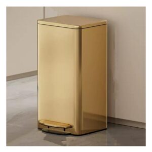 zktoermn bathroom trash can with lid, fingerprint resistant foot pedal garbage can removable liner bucket for home, kitchen, laundry room, office, bedroom (color : gold, size : 21l)