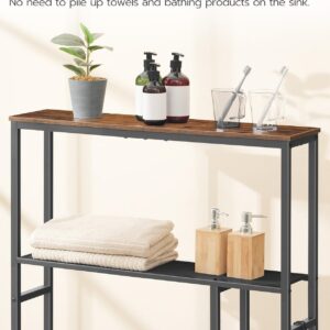 HOOBRO Over The Toilet Storage, 5-Tier Industrial Bathroom Organizer, Bathroom Space Saver with Toilet Paper Holder, Toilet Storage Rack, Small Spaces, Rustic Brown and Black BF84TS01