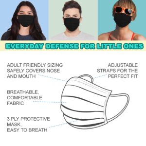 BW BEST WAY 100 Pack 3 Ply Disposable/Filter Protection Face Masks for Adult Men Women (Black - 3 Ply)