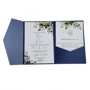 MillaSaw Blue 5X7 Invitation Pocket With Envelop For Wedding Bridal Shower Birthday Thank You Card 20 sets (blue)