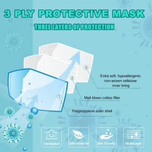 BW BEST WAY 100 Pack 3 Ply Disposable/Filter Protection Face Masks for Adult Men Women (Black - 3 Ply)