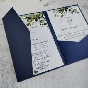 MillaSaw Blue 5X7 Invitation Pocket With Envelop For Wedding Bridal Shower Birthday Thank You Card 20 sets (blue)