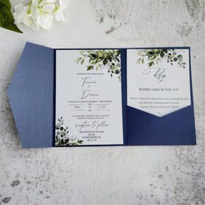 millasaw blue 5x7 invitation pocket with envelop for wedding bridal shower birthday thank you card 20 sets (blue)