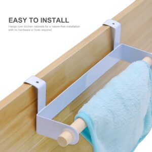 IUPPA Wood Bath Towel Rack Kitchen Storage Over Cabinet Towel Bar Bathroom Shelves on Inside or Outside of Doors Towel Holder Rustproof Iron Towel Shelf