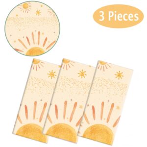 Oigco 3Pcs Boho Sun Birthday Party Tablecloths First Trip Around The Sun Party Decorations Disposable Plastic Table Covers Boho Baby Shower Supplies, 54 x 108 Inches