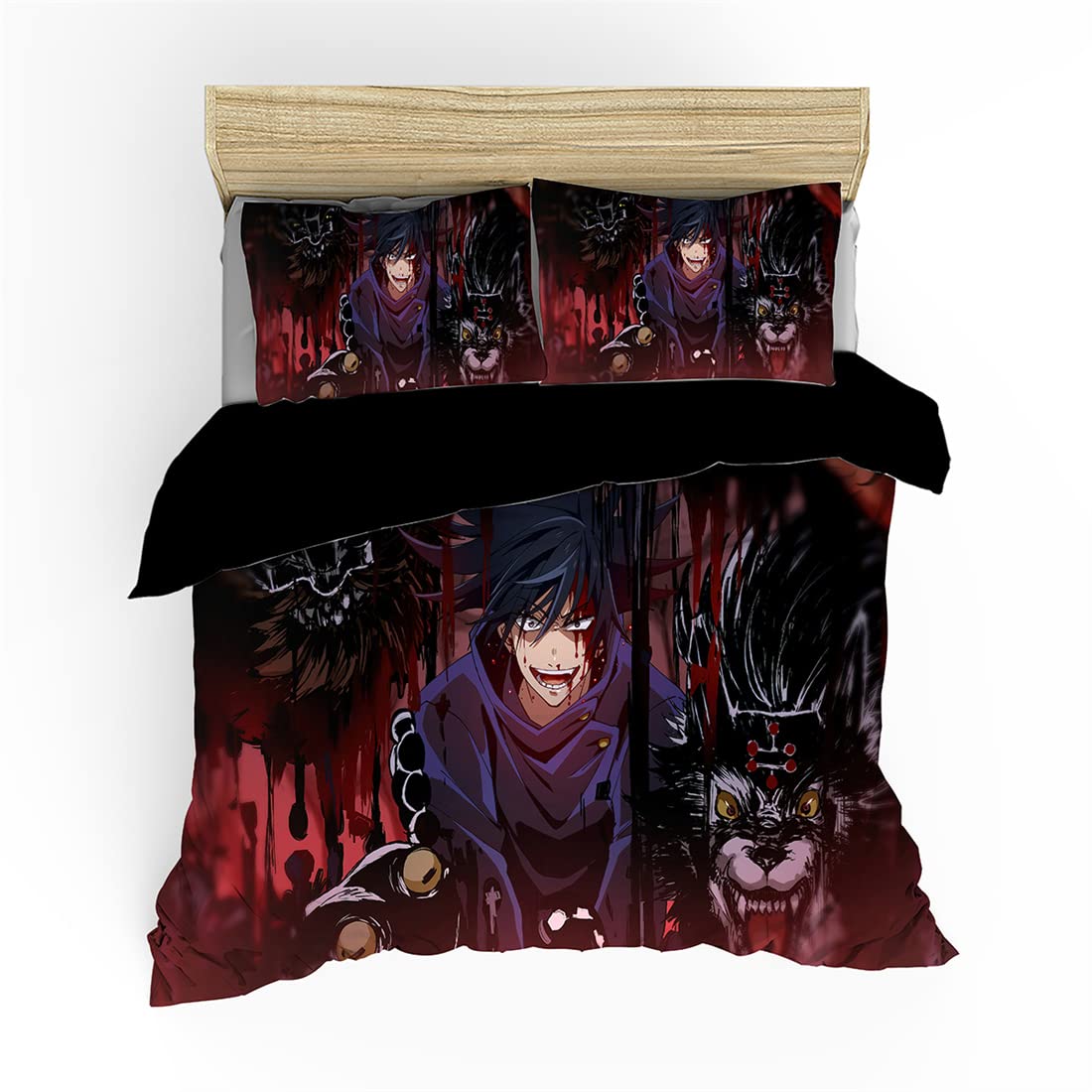 DAIRUINI Bed Sheets Bedding Set 3 Pcs for Jujutsu Kaisen Cozy, 1 Comforter/Duvet Cover, 2 Pillow Cas,A-935,Twin:68"x86"/172 * 218cm