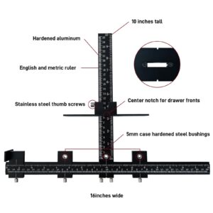 Vicrays Cabinet Hardware Handle Jig - Aluminum Alloy Cabinet Template Tool Woodworking Drilling Hole Doweling Guide Punch Locator for Installation Handles Knob on Drawer Door Pulls