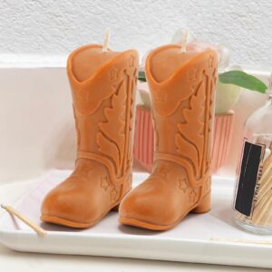 tuitessine cowgirl gifts novelty boot candle cowboy decorative candles natural soy wax brown lavender scented cute western home bedroom valentines day decor birthday women presents 2pcs