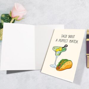 Funny Wedding Shower Card for Bride and Groom, Humorous Pun Wedding Card for Friends, Congrats Engagement Card, Taco 'Bout A Perfect Match