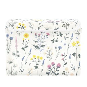 MFTJYO Wildflowers Sunflower Tropical Plants Storage Bin with Lid Foldable Storage Box Washable Fabric Storage Cubes Bin Organizer Basket Closet for Home Bedroom Closet Nursery Office