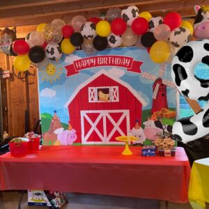 IWERP Cow Print 40 Inch 1st Number Balloon, Unisex Birthday Decorations, Farm Animal Party Supplies, Self Sealing, Reusable