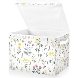 mftjyo wildflowers sunflower tropical plants storage bin with lid foldable storage box washable fabric storage cubes bin organizer basket closet for home bedroom closet nursery office