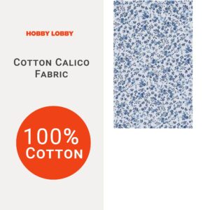 White & Blue Monotone Floral Cotton Calico Fabric (1 Yard) – Printed Sewing Fabric by The Yard – Lightweight Precut Fabric for Sewing Clothes, Homeware, & Other Accessories – DIY Craft Fabric