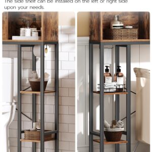 HOOBRO Over The Toilet Storage Cabinet, Bathroom Organizer Stand with Toilet Paper Holder, Space-Saving Toilet Storage Rack, Sliding Barn Door, Rustic Brown and Black BF82TS01