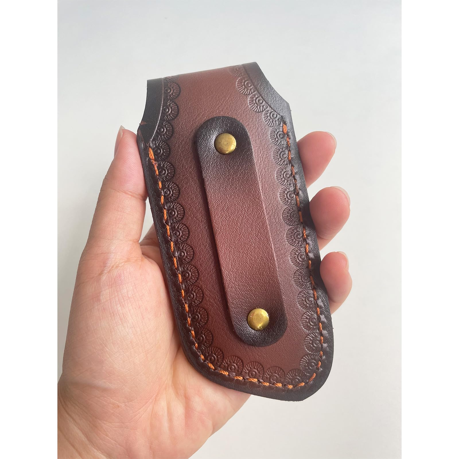 MUZZIOU Shop Knife Sheaths, 5.1" Pocket Knife Sheath for Belt, Leather Knife Sheath for Belt, Pocket Knife Holder, Leather Sheath Folding Knife (Large)