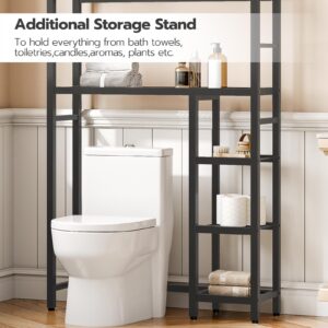 HOOBRO 6-Tier Over The Toilet Storage, Freestanding Bathroom Organizer Space Saver, Mass-Storage Side Storage Open Rack, for Bathroom, Living Room, Laundry, Rustic Brown and Black BF02TS01