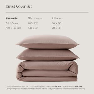 Double Stitch by Bedsure Cotton Tencel Duvet Cover Set and Sheet Set Bundle, Soft Luxury Bedding Set, Perfect for House Warming Gift, Dusty Mauve, King