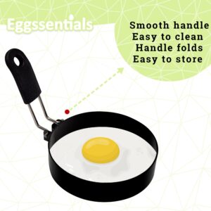 Eggssentials Egg Rings for Frying Eggs Pack of 4 Egg ring Large 3.5 - Non-Stick Pancake Mold Maker & Egg Mold for Breakfast Sandwiches.