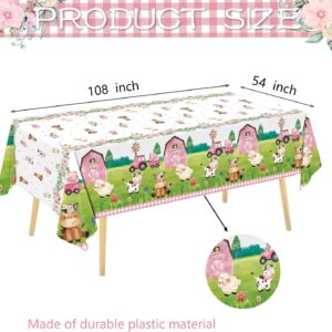 171Pcs Farm Animals Party Supplies Tableware Set Cute Pink Animal Baby Shower Includes Plate Napkins Cups Farm Tablecloth Banner for Farm Birthday Party Barn Animal Theme Party