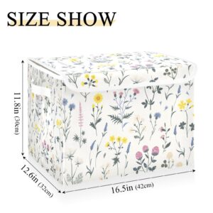 MFTJYO Wildflowers Sunflower Tropical Plants Storage Bin with Lid Foldable Storage Box Washable Fabric Storage Cubes Bin Organizer Basket Closet for Home Bedroom Closet Nursery Office