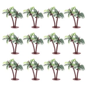 patikil 2.8" miniature plastic coconut palm tree, 12 pack mini tree decor micro plant model for diy beach landscape prop decoration, green