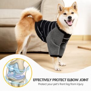 HDKUW Dog Elbow Protector Shirt, Dog Leg Recovery Suit for Prevent Licking Wound, Dog Shirt with Mesh Pad for Small Medium Large Dogs Black XXL