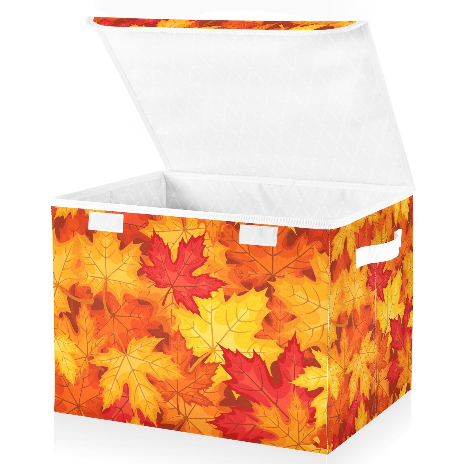 MFTJYO Fall Maple Leaves in Autumn Storage Bin with Lid Foldable Storage Box Washable Fabric Storage Cubes Bin Organizer Basket Closet for Home Bedroom Closet Nursery Office