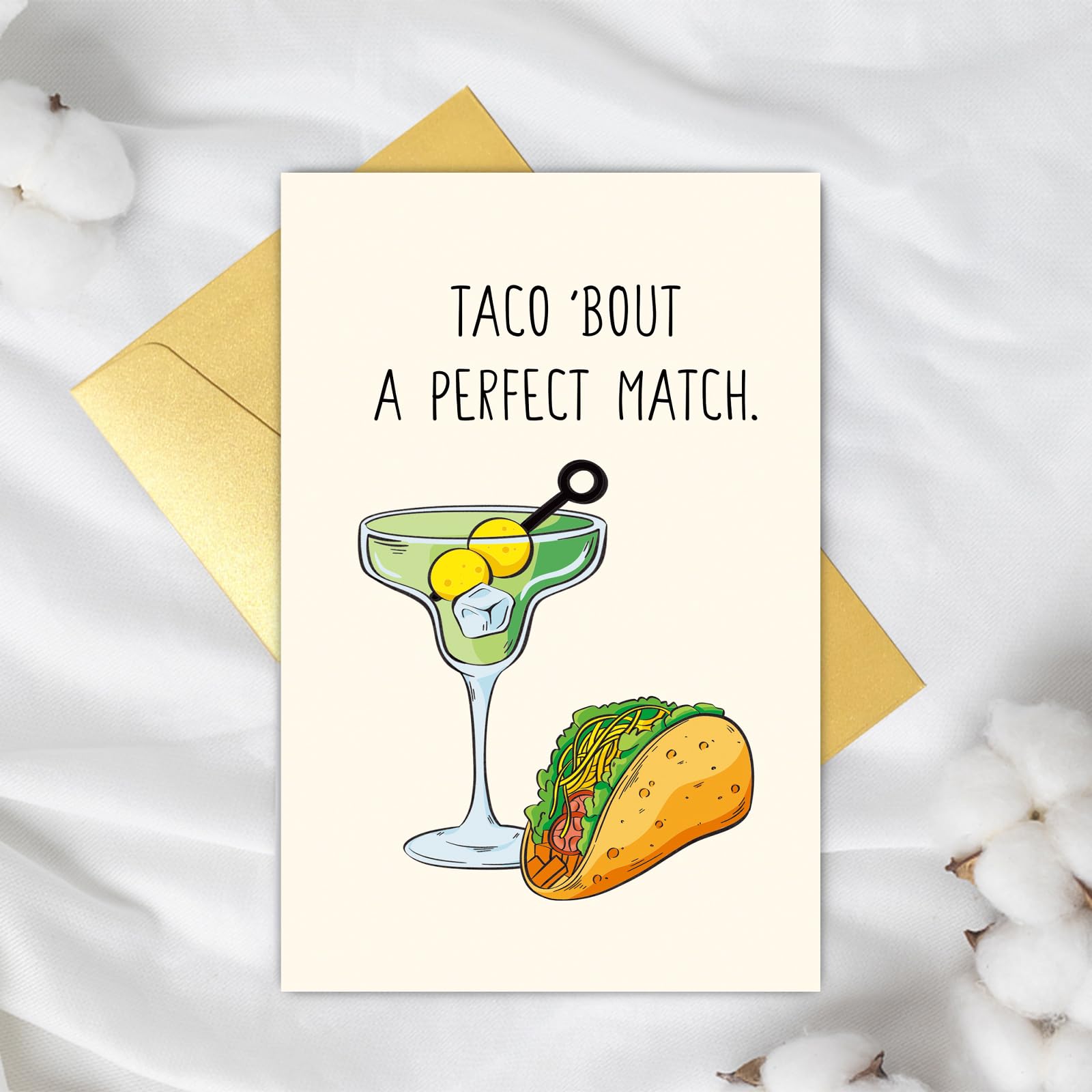 Funny Wedding Shower Card for Bride and Groom, Humorous Pun Wedding Card for Friends, Congrats Engagement Card, Taco 'Bout A Perfect Match